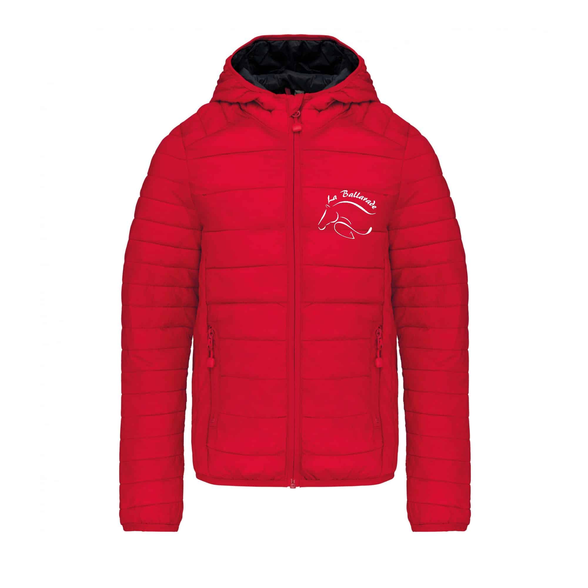 DOUDOUNE AVEC MANCHES ET CAPUCHE (enfant) - Centre équestre La Ballarade – Rouge - K6112 - Blagapro